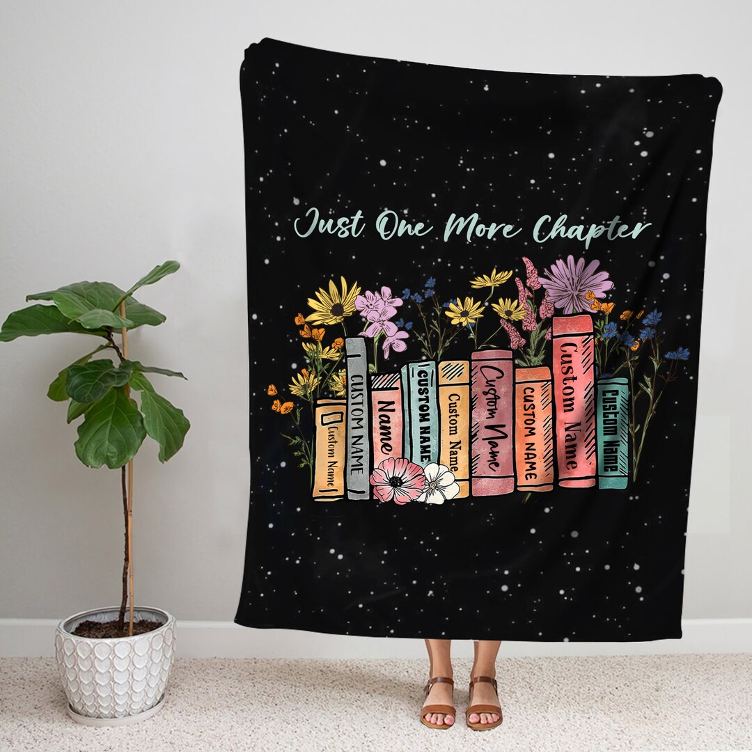 Just One More Chapter Velveteen Plush Blanket, Cozy Reader Blanket ...