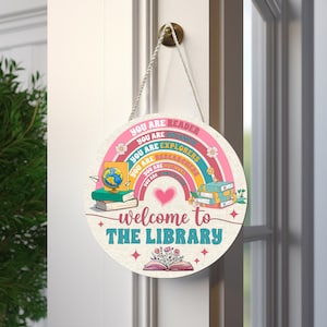 Welcome Library School Sign, Welcome to Our Library Door Sign,library ...