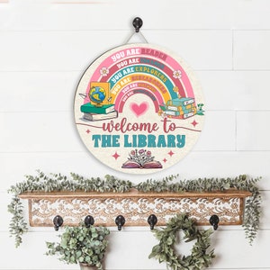 Welcome Library School Sign, Welcome to Our Library Door Sign,library ...