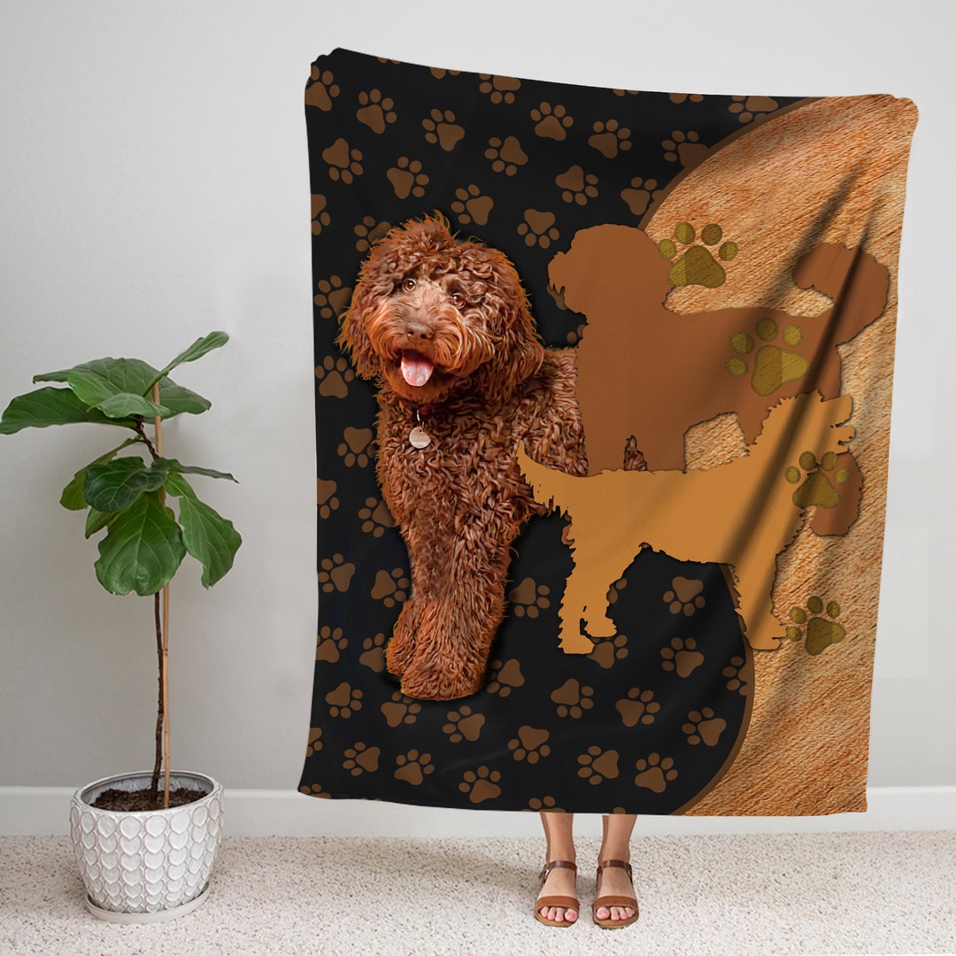 Labradoodle Blanket, Labradoodle Paw Print Sherpa Blanket, Labra Doodle ...