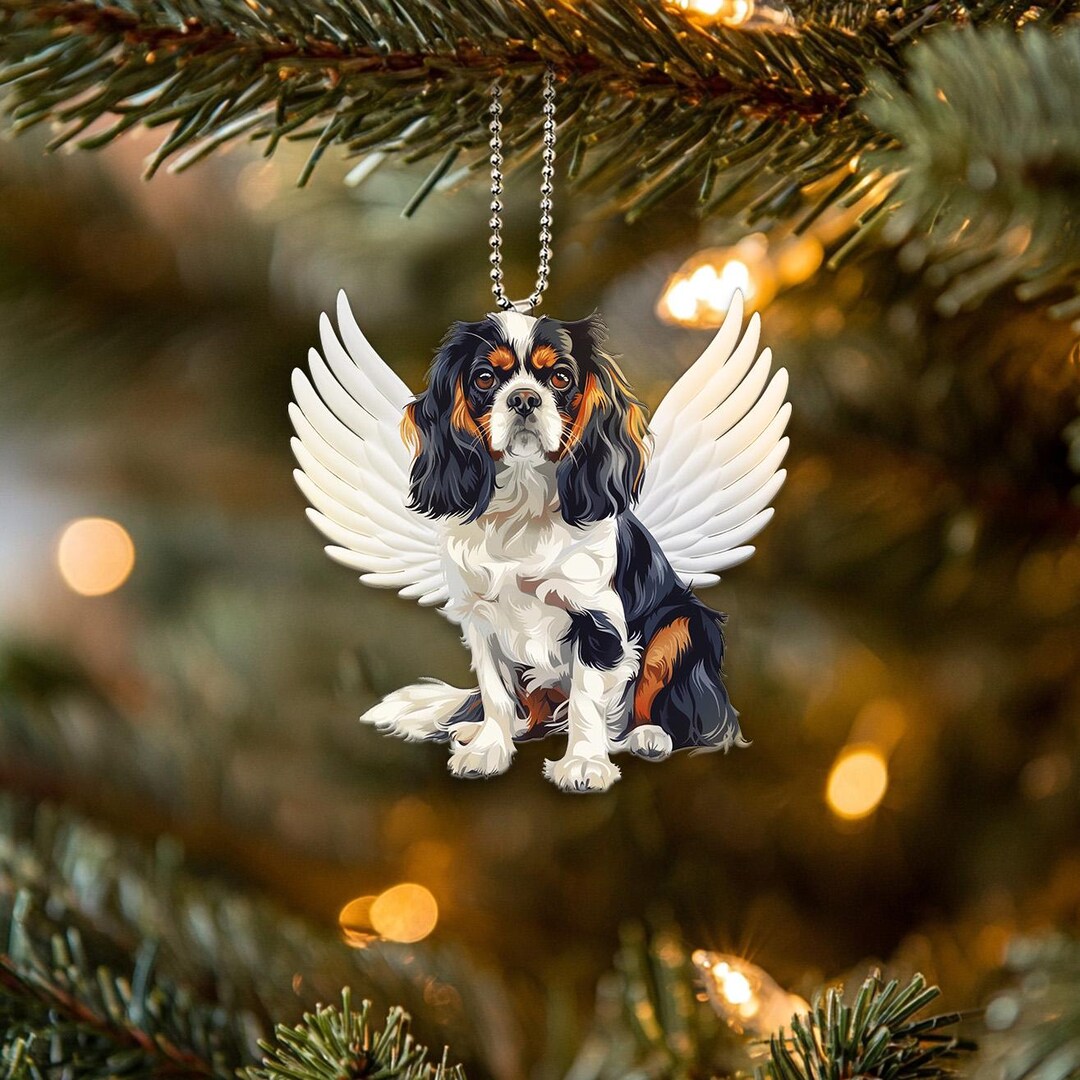 2D Flat Cavalier King Charles Spaniel Ornament, Angel Dog Ornament, Dog ...