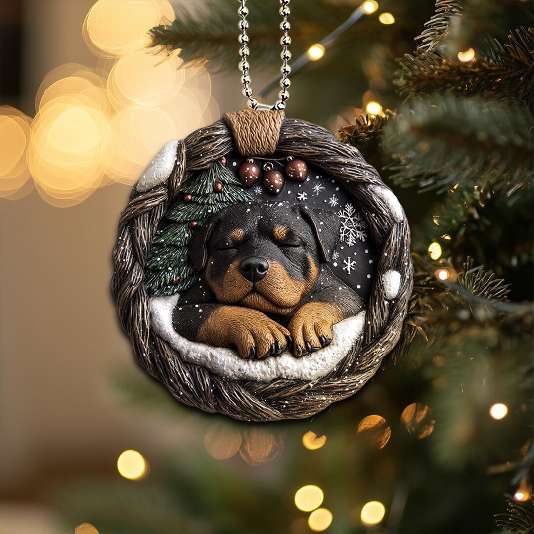 2D Flat Rottweiler Ornament, Rottweiler Dog, Sleeping Dog Ornament, Dog ...