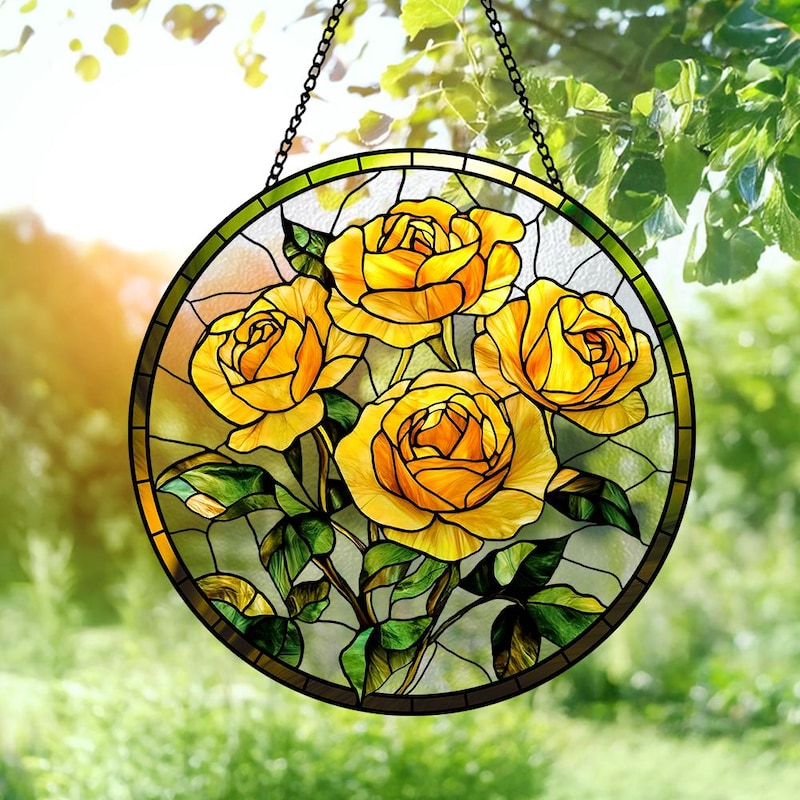 Glass Rose Sun Catcher - Etsy UK