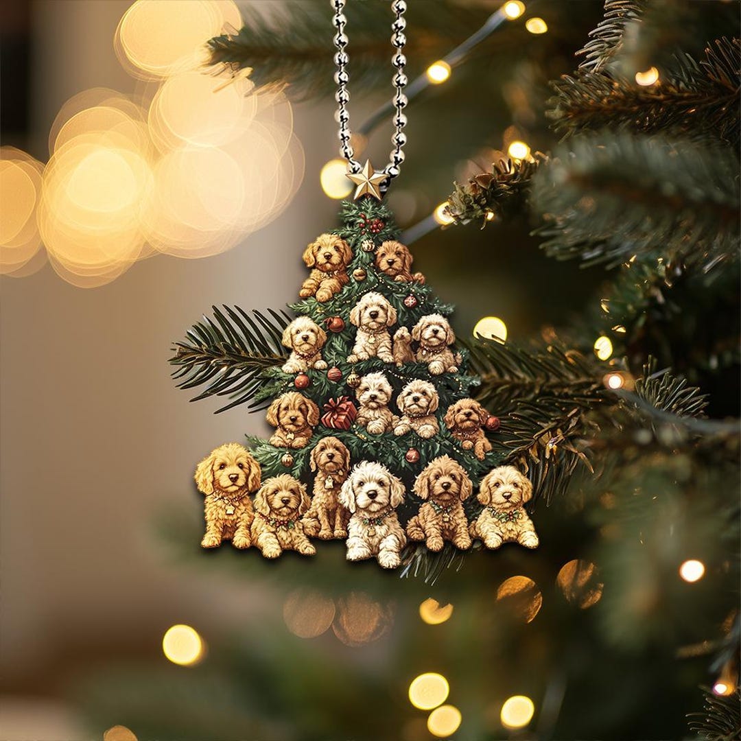 2D Goldendoodle Ornament, Goldendoodle Dog Christmas Tree, Dog Car ...