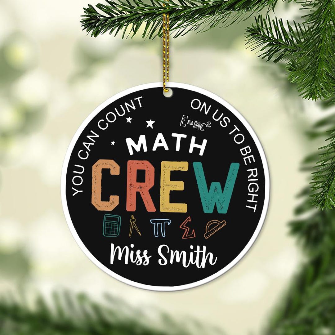 Personalized Math Teacher Ornament, Custom Math Crew, Funny Math Gift ...