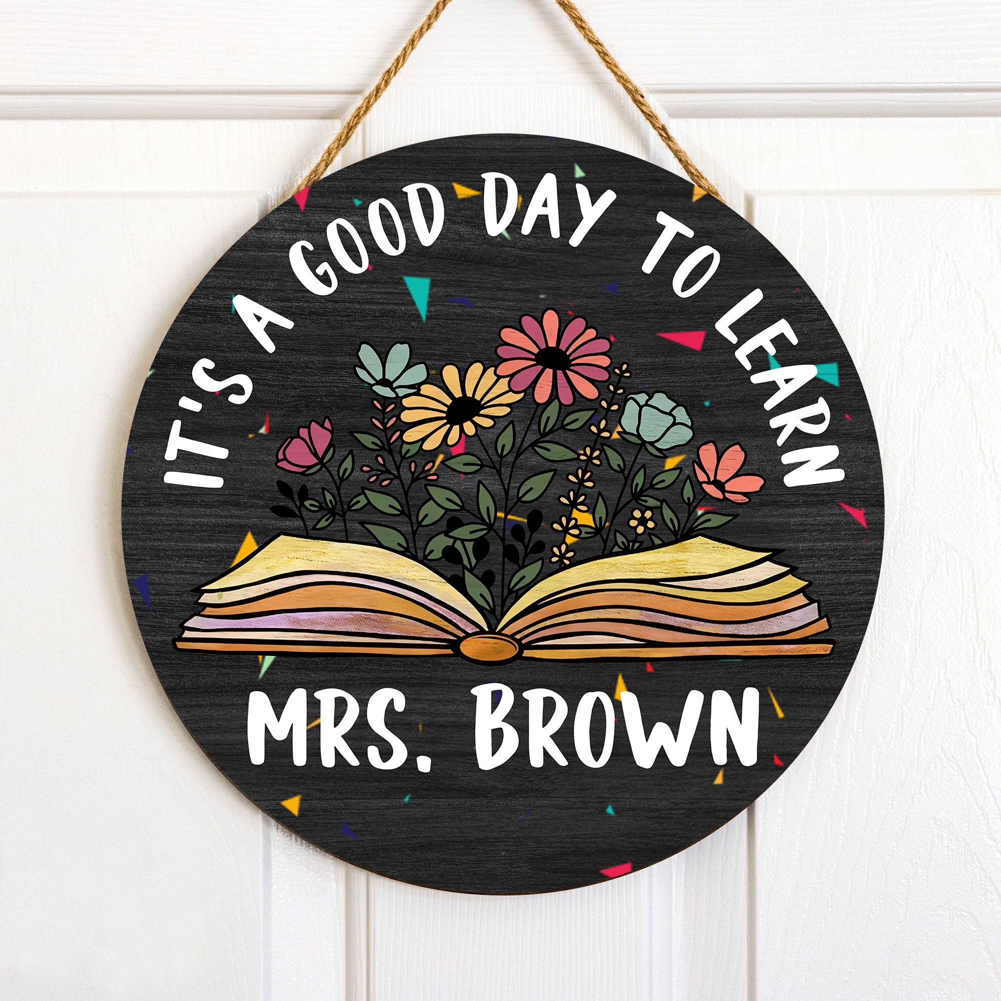 Personalized Teacher Door Sign Floral Book Classroom Door - Etsy