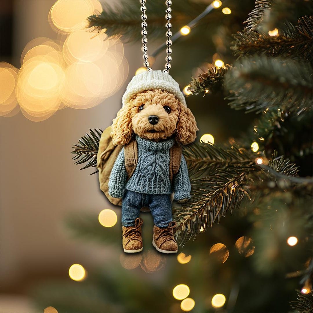 2D Goldendoodle Dog Ornament, Fashionable Acrylic Dog Hanging Ornament ...