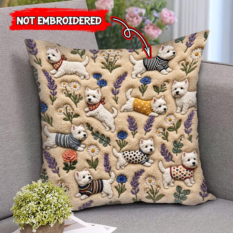 Westie Christmas Cushion - Etsy UK