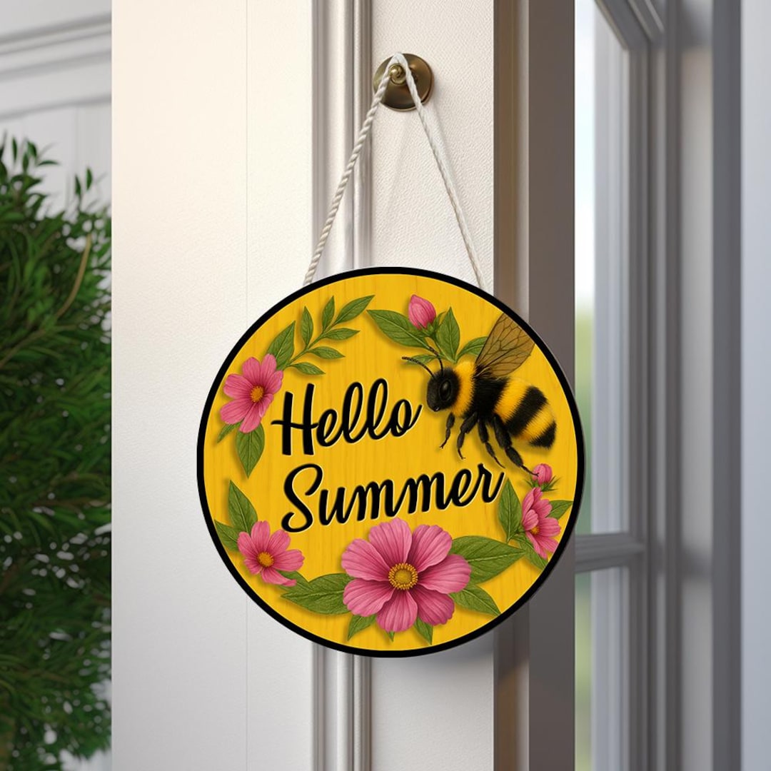 Cute Hello Summer Front Door Sign, Hello Summer Door Sign, Wooden ...