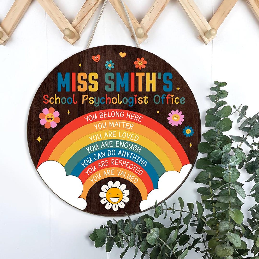 Personalized School Psychologist Sign, Teacher Name Door Sign, School ...