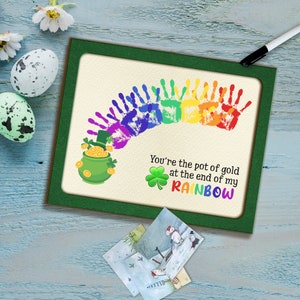Rainbow & Pot of Gold Handprint Sign Art Craft Kids Baby Toddler Craft ...