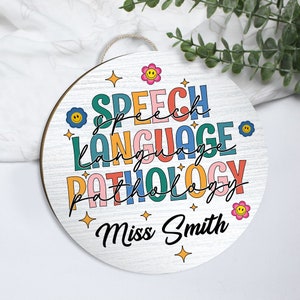 SLP Speech Language Pathology Sign, Speech Therapist Door Sign, Speech ...