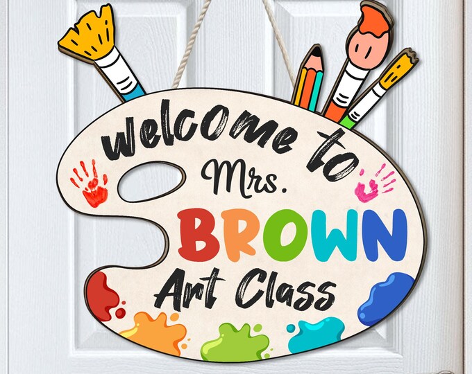 Art Teacher Hanging Door Sign, Art Class Sign, Art Teacher Door Sign ...