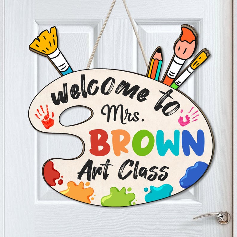 Art Teacher Hanging Door Sign, Art Class Sign, Art Teacher Door Sign ...