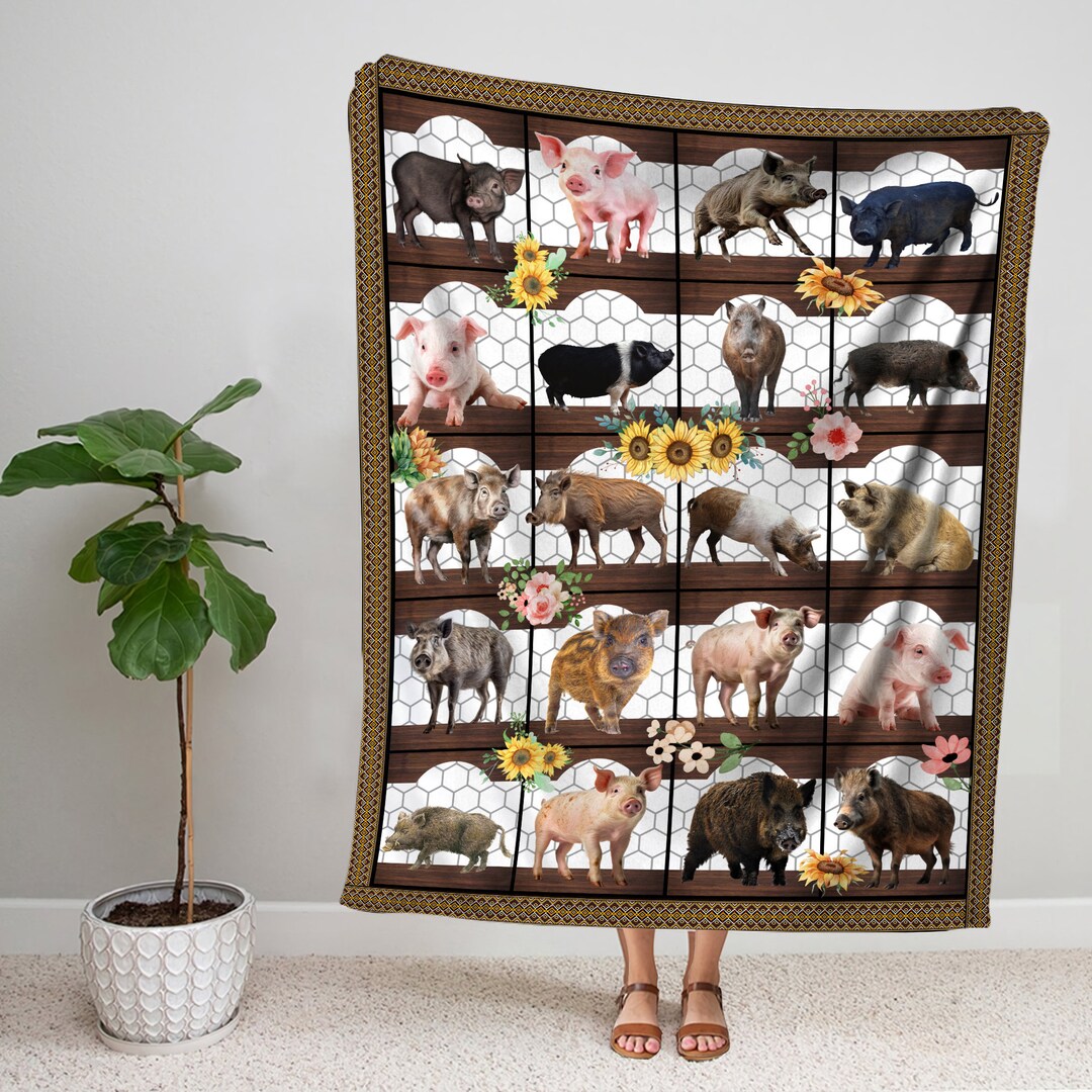 Floral Pig Blanket, Pig Sherpa Blanket, Farm Pig Blanket, Pig Baby ...