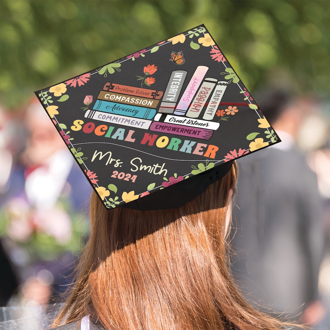 Custom Social Worker Graduation Cap Topper, Personalized Grad Cap ...