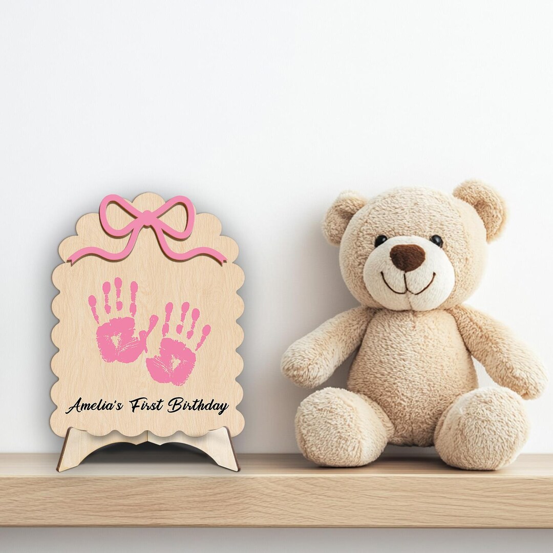 My First Birthday Handprint, Coquette Birthday Sign, Birthday Sign ...
