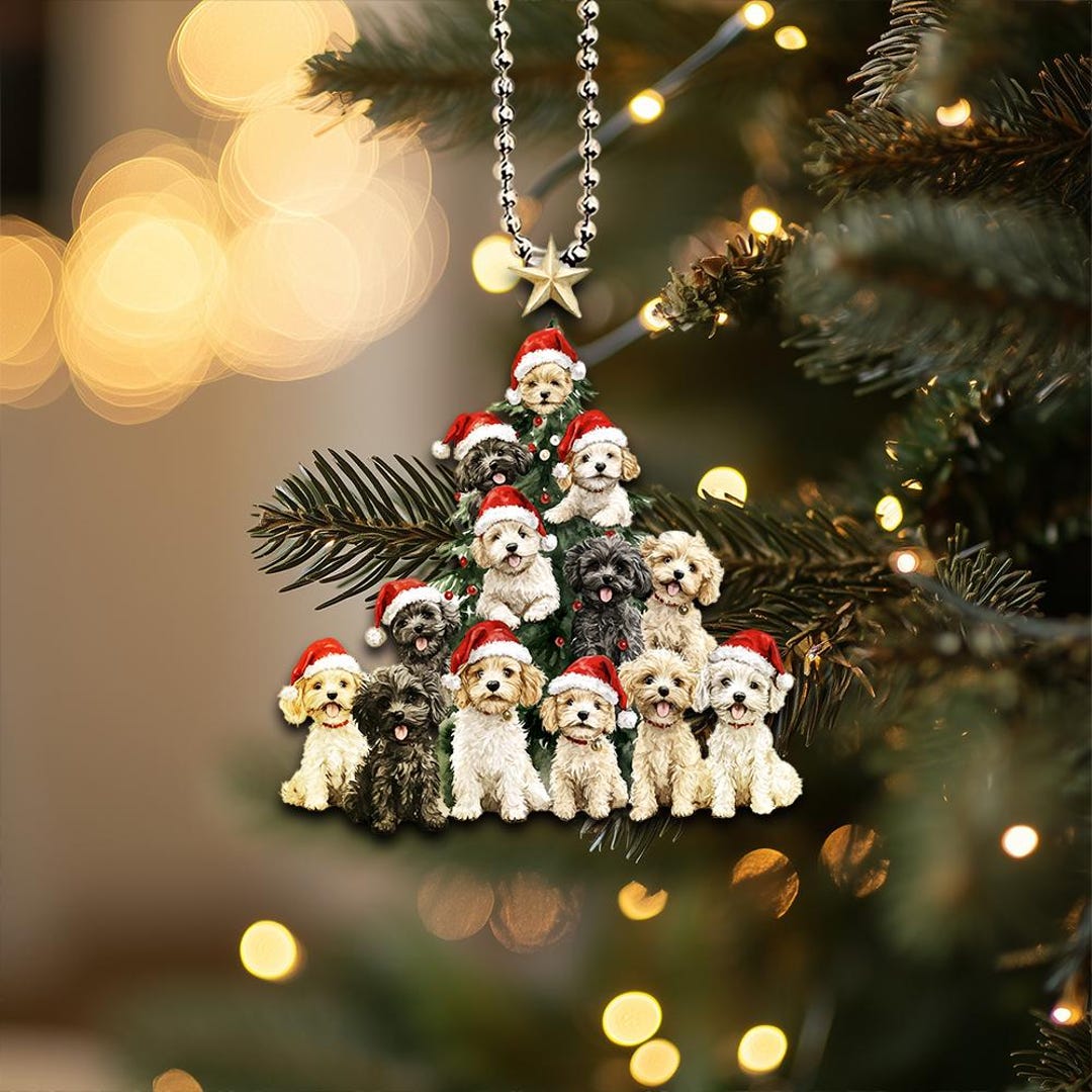 2D Goldendoodle Ornament, Goldendoodle Dog Christmas Tree, Dog Car ...