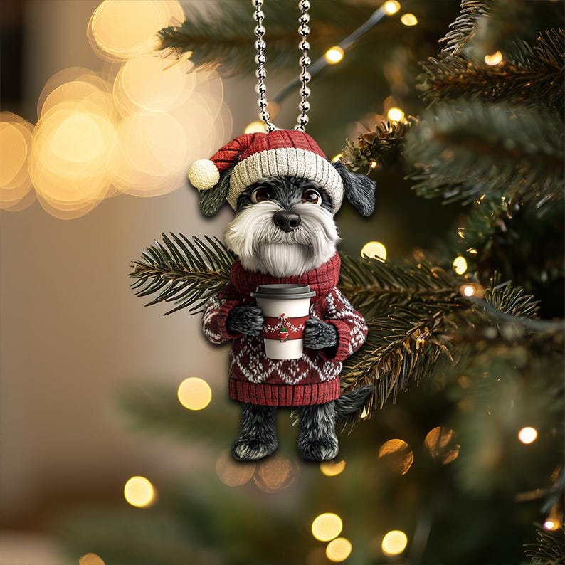 2D Flat Funny Miniature Schnauzer Ornament, Schnauzer Dog Riding a ...