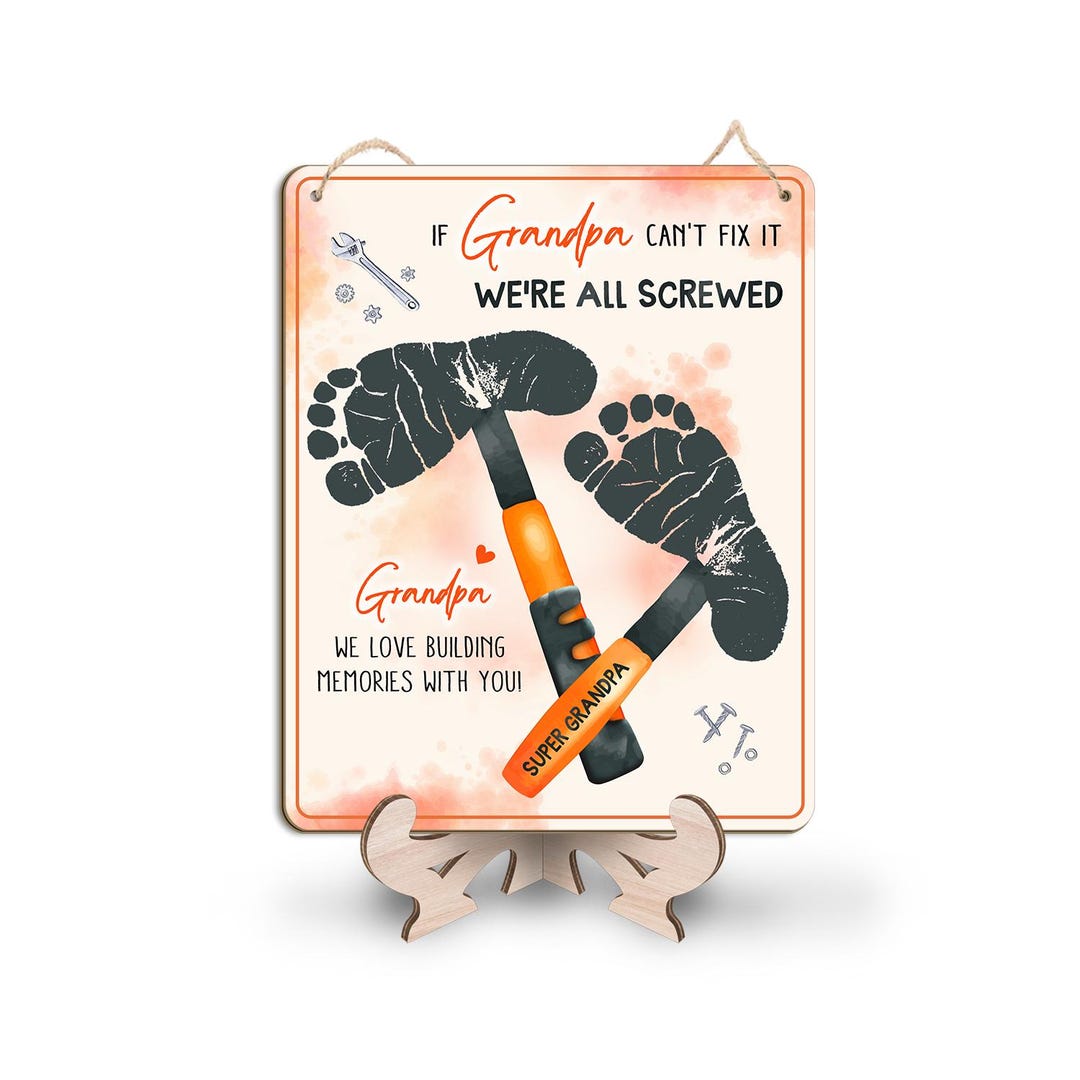 Footprint Handprint Art Fathers Day Card, Father's Day Handprint Craft ...