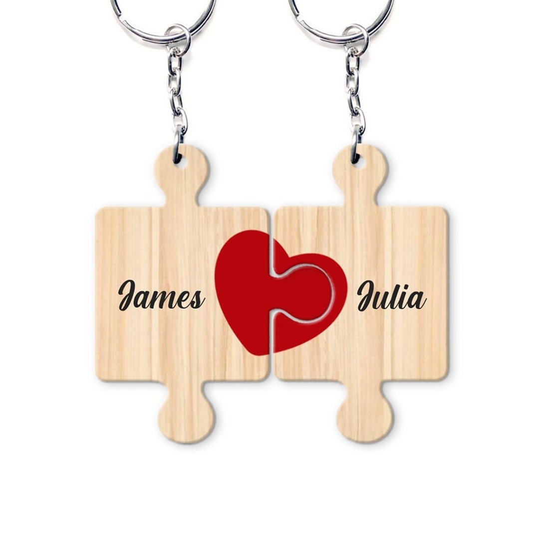 Love Puzzle Couple Keychain, Puzzle Jigsaw Keychain, Love Keychain ...