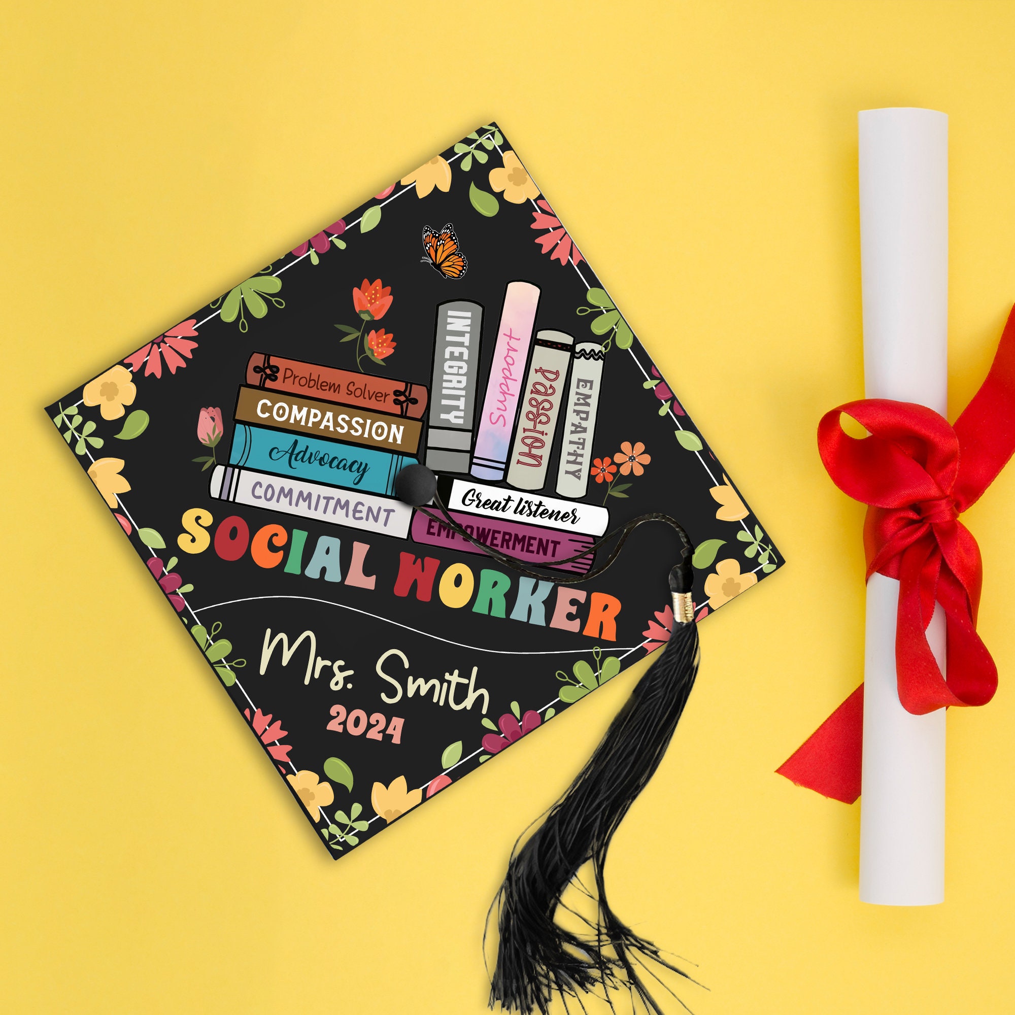 Custom Social Worker Graduation Cap Topper, Personalized Grad Cap ...