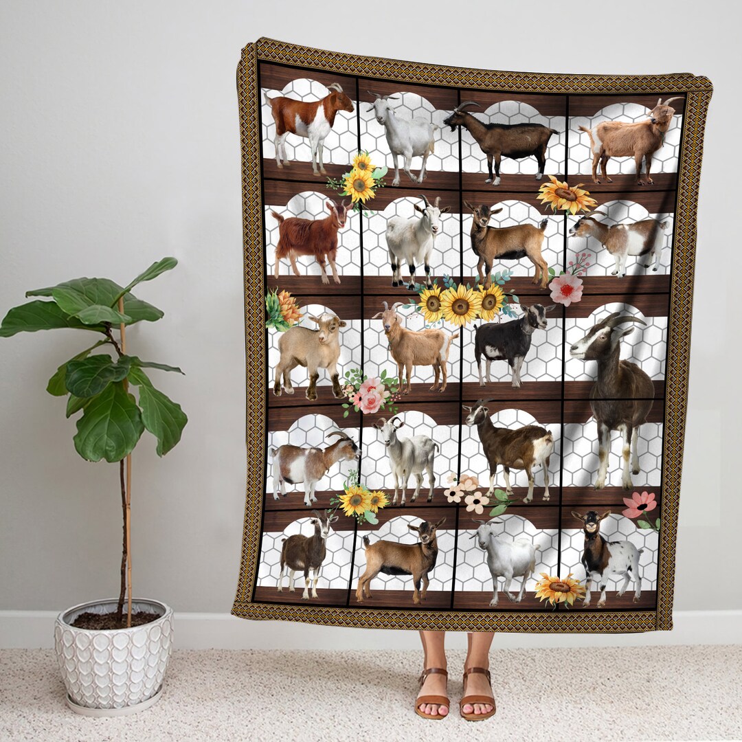 Floral Goat Blanket, Goat Sherpa Blanket, Farm Goat Blanket, Goat Baby ...