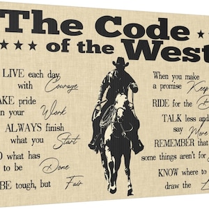 Cowboy Code Rodeo Western Canvas Wall Art Framed Prints for Wall Decor ...