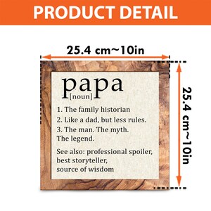Papa Definition Sign, Papa Gifts for Dad Gifts From Daughter, Father's ...