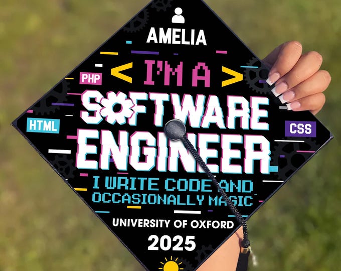 Software Engineer Graduation Cap Topper, Software Engineer Grad Cap Topper, Engineer Graduation ...