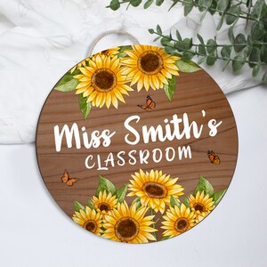 Sunflowers Teacher Door Sign, Sunflowers Sign, Personalized Teacher ...