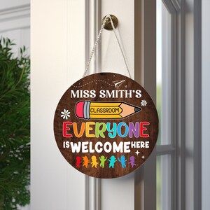 Personalized Teacher Door Sign,everyone is Welcome Here,custom Teacher ...