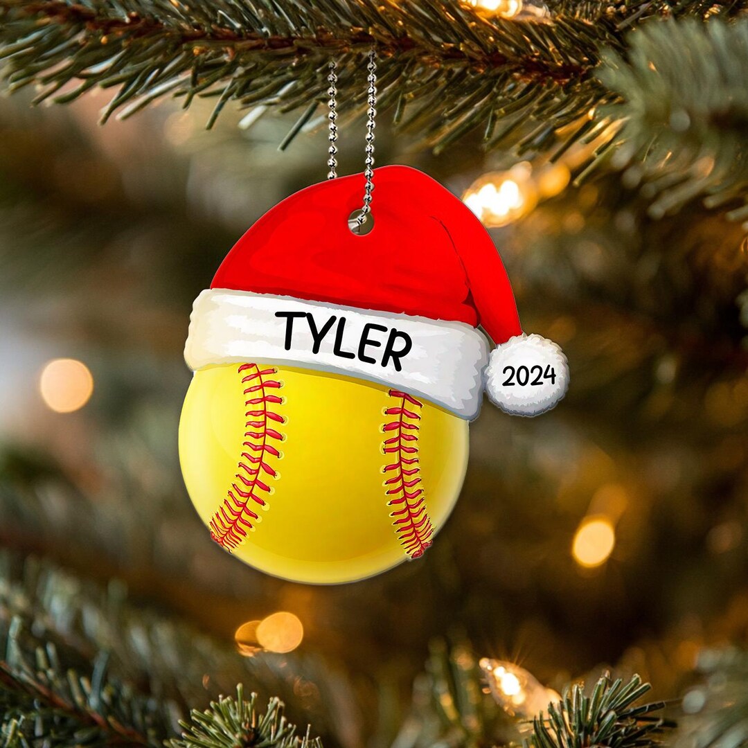 Personalized Softball Christmas Ornament, Softball Ornament, Softball ...