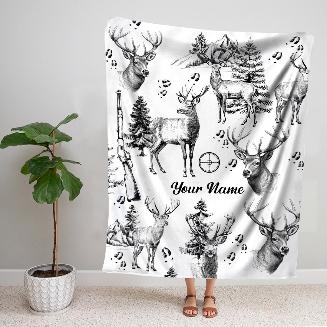 Custom Deer Hunting Blanket, ELK Deer Hunting Sherpa Blanket, Deer ...