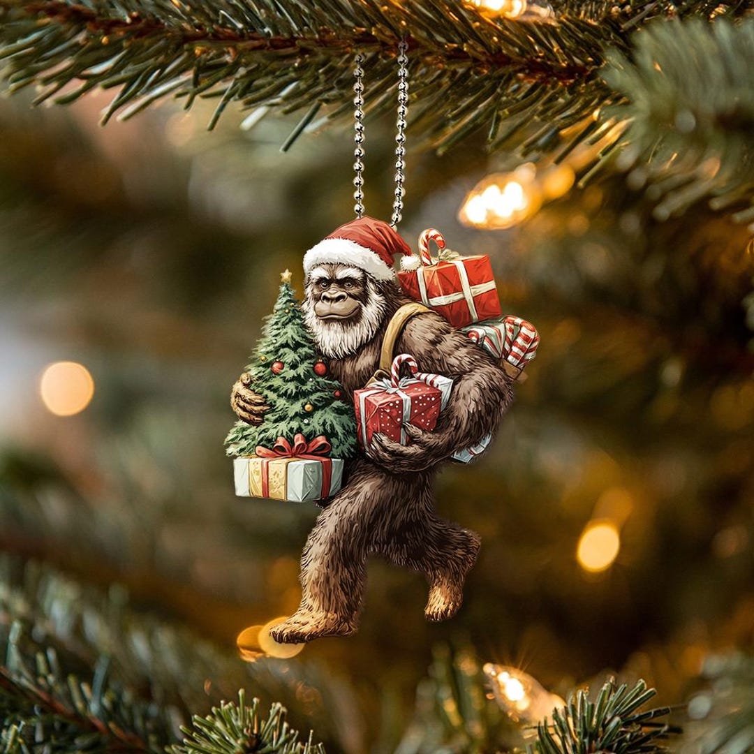 2D Flat Funny Bigfoot Ornament, Bigfoot Christmas Ornament, Sasquatch ...