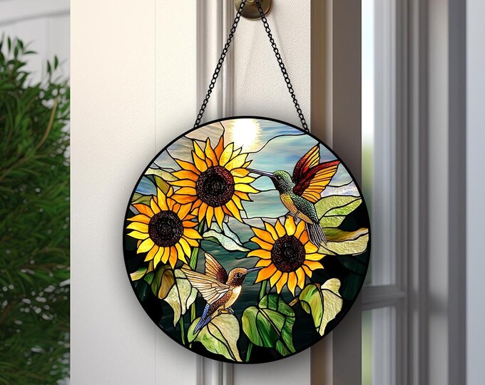 Sunflower Glass Suncatcher, Sunflower Window Hanging, Home Decor ...