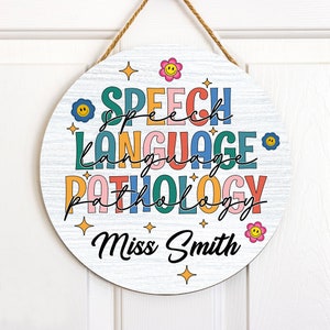 SLP Speech Language Pathology Sign, Speech Therapist Door Sign, Speech ...