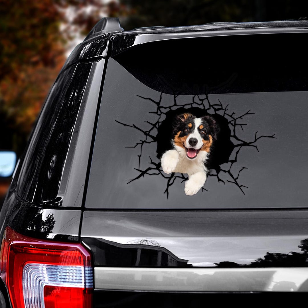 Australian Shepherd Dog Break the Window Car Sticker, Dog Lover Gift ...