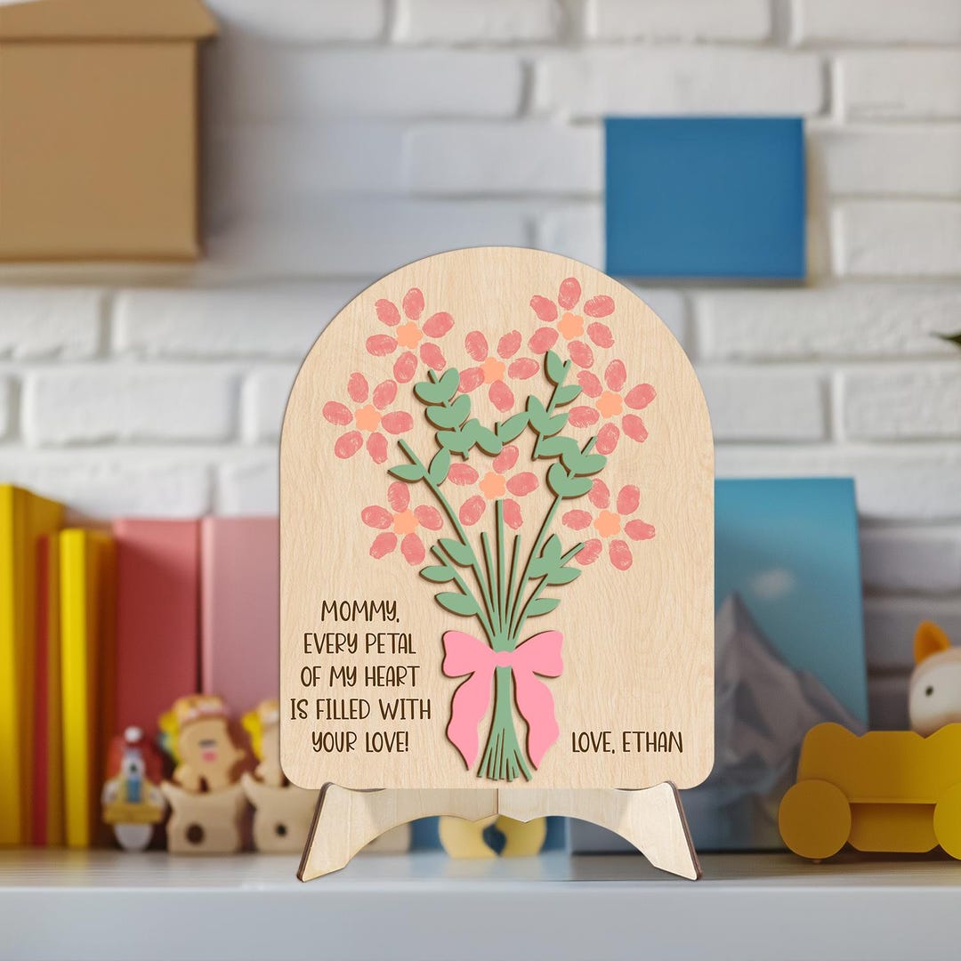 Flower Fingerprint Art, DIY Hand Print, Mother's Day Sign With Kids ...