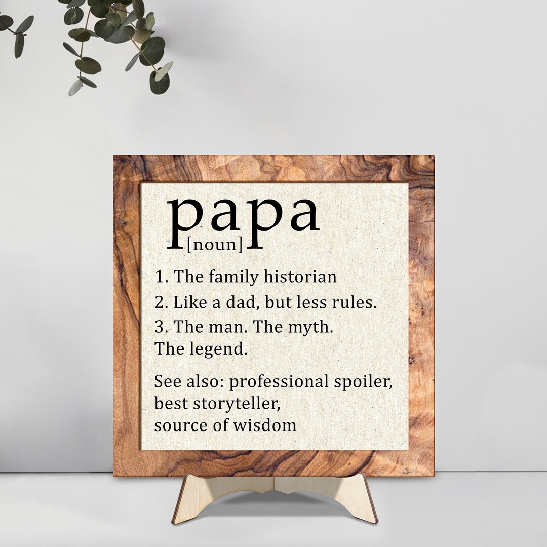 Papa Definition Sign, Papa Gifts for Dad Gifts From Daughter, Father's ...