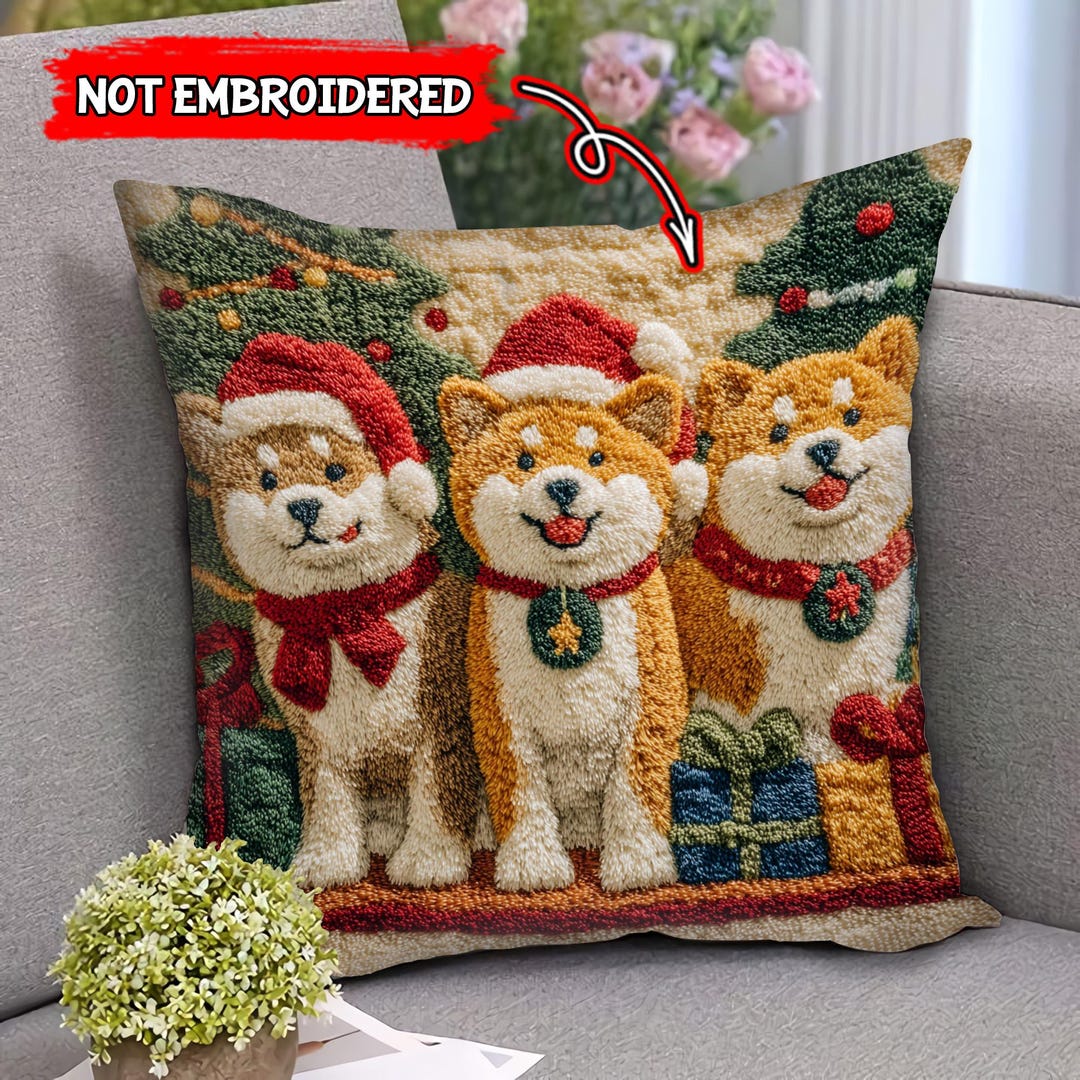 NON brodé - Trio de chiens Shiba Inu en polyester plat imprimé en 2D ...