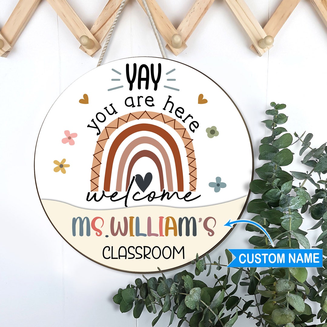 Personalized Rainbow Teacher Door Sign,teacher Welcome Sign,teacher ...
