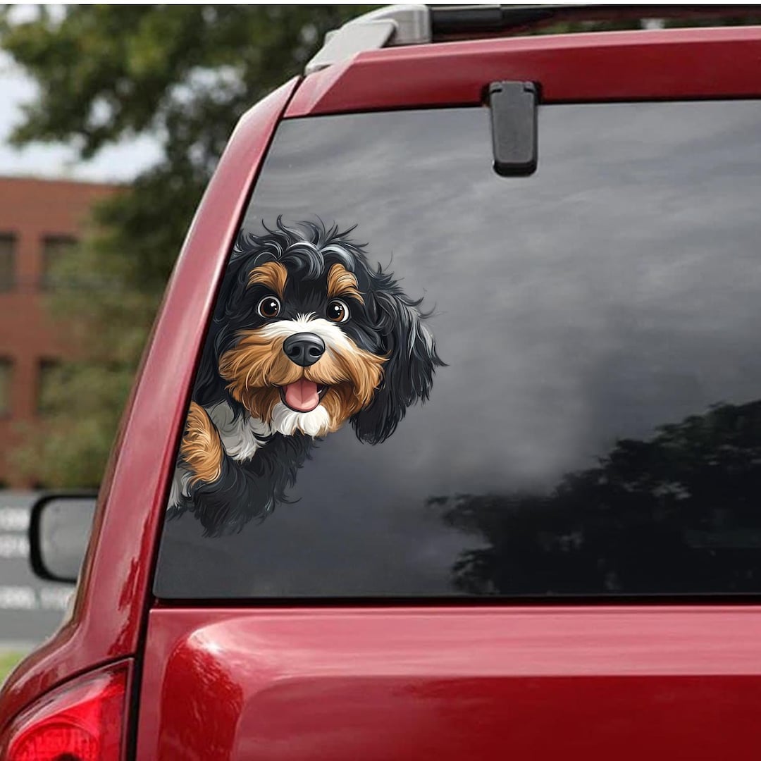 Bernedoodle Dog Car Sticker, Dog Lover Gifts, Bernedoodle Dog Car ...