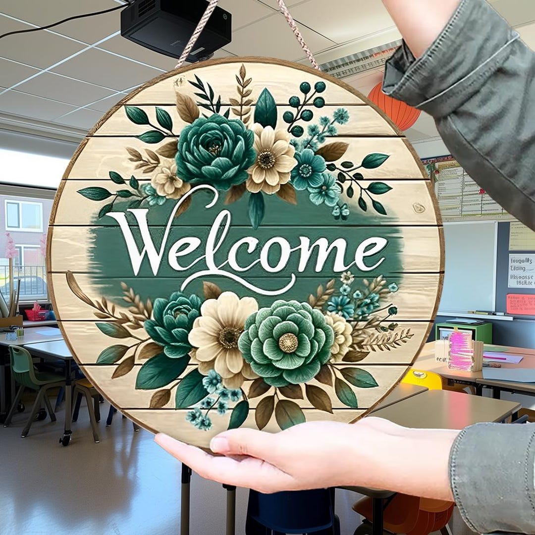 Floral Door Sign, Floral Welcome Sign, Welcome Sign With Floral, a ...