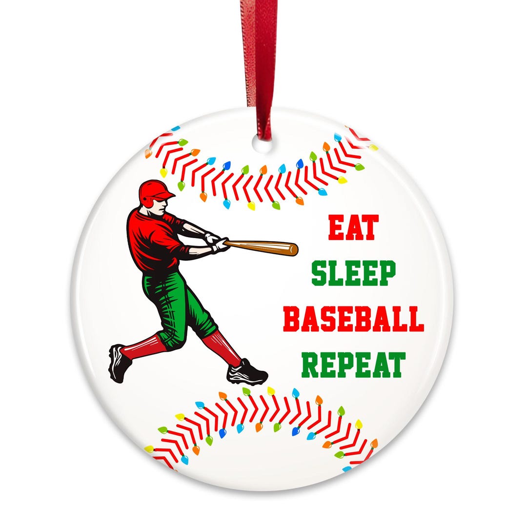 Eat Sleep Baseball Repeat, Baseball Boy Player Christmas Ornaments ...