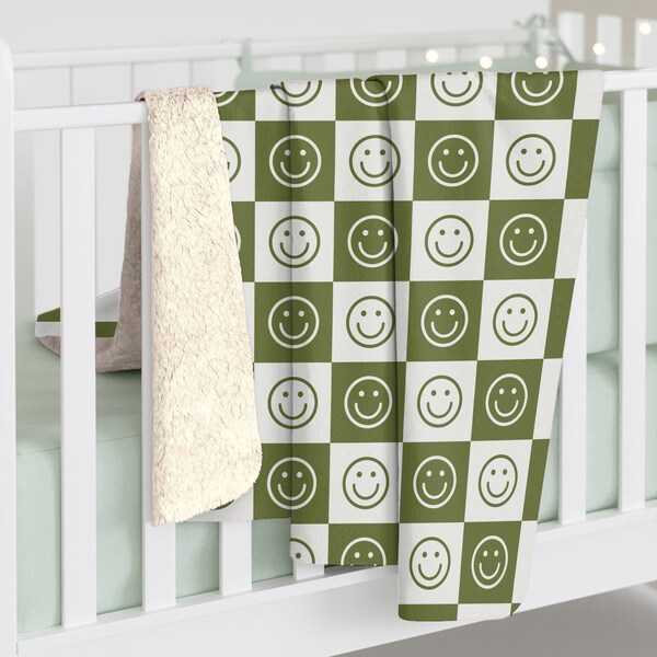 Checkered Smiley Face Blanket - Etsy
