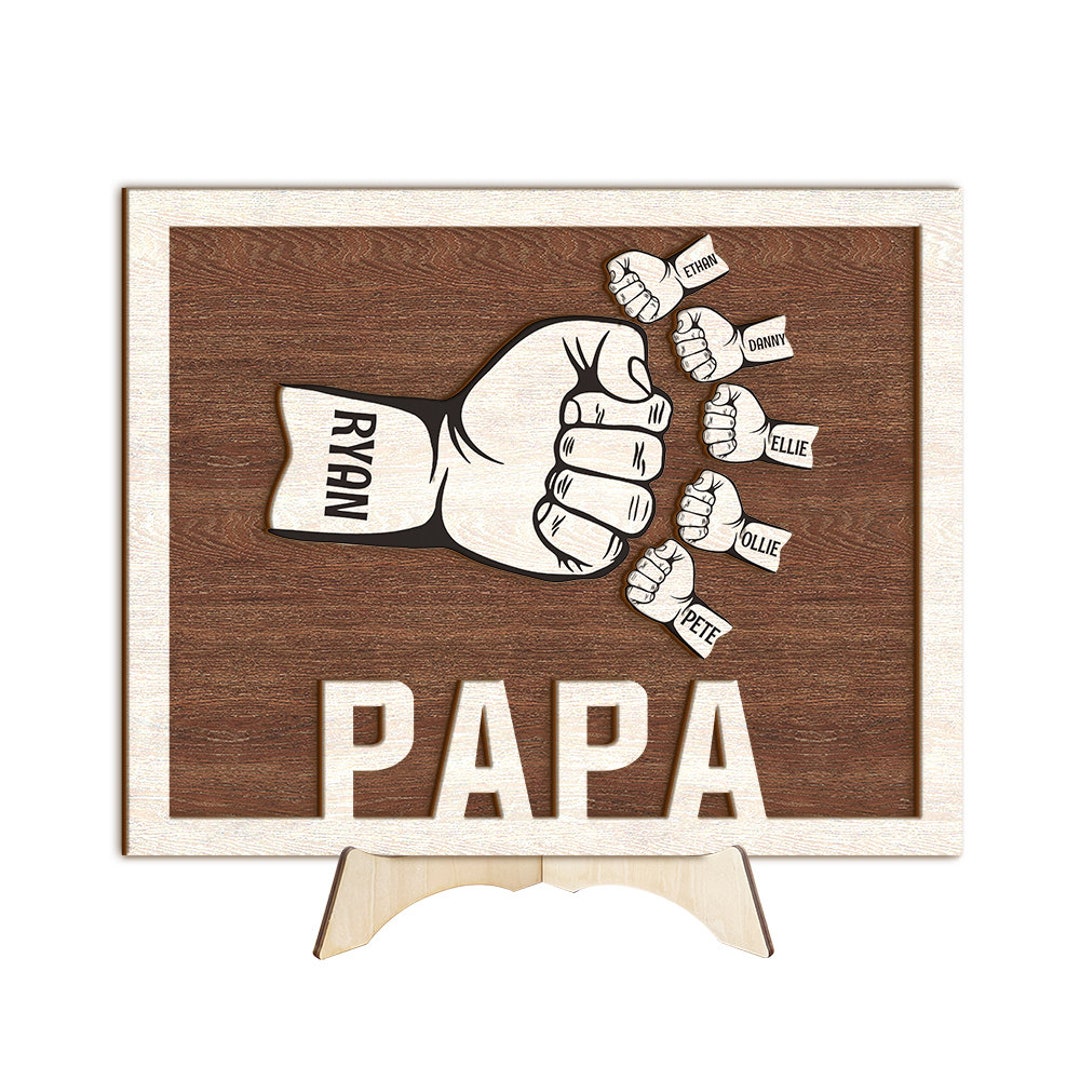 Personalized Hand Bump Papa, Hand Bump Dad Gifts, First Bump Plaque ...