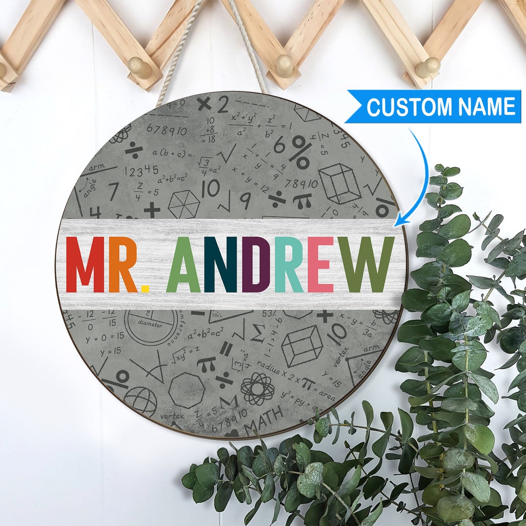 Math Teacher, Mathematic Teacher Door Sign, Teacher Name Sign, Back to ...