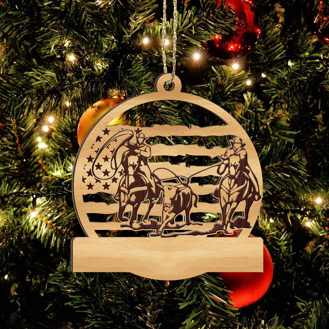 Team Roping Flag Ornament Cowboy Cowgirl Ornament Rodeo Ornament ...