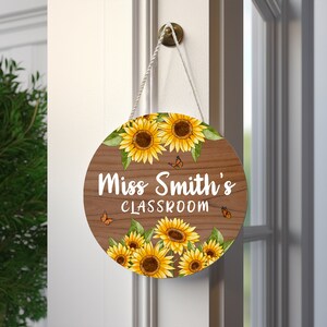 Sunflowers Teacher Door Sign, Sunflowers Sign, Personalized Teacher ...